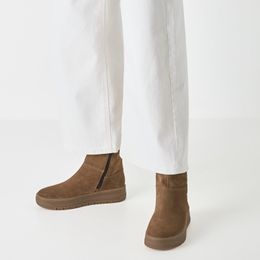 Tamaris Damen Winterboots, Gr. 41braun, Veloursleder, unifarben, Schuhe, Plateau, Winterstiefelette mit zweckm&auml;&szlig;igem Rei&szlig;verschluss