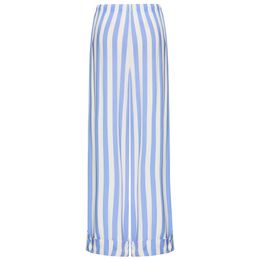 s.Oliver Damen Pyjamahose, Gr. 34, blau, Web, Obermaterial: 100% Viskose, gestreift, Basic, Hosen, mit breitem Aufschlag am Saum