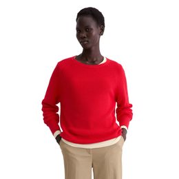 Marc O'Polo Strickpullover MARC O'POLO "aus Heavy-Weight-Organic-Cotton", Damen, Gr. XS, bright rot, Obermaterial: 100% Baumwolle, unifarben, Rundhals, Pullover Strickpullover