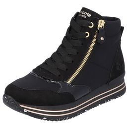 Remonte Damen Sneaker, Gr. 39, schwarz, Lederimitat, Textil, Schuhe, mit praktischem Wechselfu&szlig;bett, Freizeitschuh, Halbschuh, Schn&uuml;rschuh