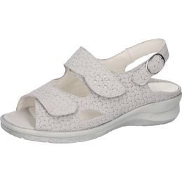 Waldl&auml;ufer WALDL&Auml;UFER Damen Sandale "MERLE", Gr. 4hellgrau, silberfarben, Nubukleder, Textil, Flechtoptik, unifarben mit Farbeinsatz, Basic, Schuhe, Sommerschuh