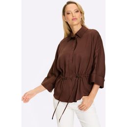Heine Damen Hemdbluse, braun, Gr. 46, unifarben, 100% Lyocell, Blusen