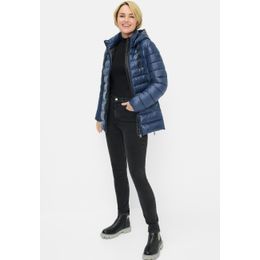 Fuchs & Schmitt Steppjacke FUCHS SCHMITT "Steppjacke", Damen, Gr. 42, blau (marine), Web, Obermaterial: 100% Polyester. Wattierung: 100% Polyester, clean, unifarben, regular fit lang, Rundhals, eingesetzt gerader Abschluss, Jacken Steppjacke, mit Kapuze