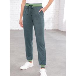 Damen Schlupfhose, blau, Gr. 48, meliert, 65% Polyester, 35% Baumwolle, Hosen