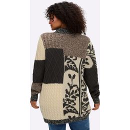 Damen Cardigan, braun, Gr. 56, sheego by Joe Browns, gemustert, mehrfarbig, 85% Polyacryl, 15% Wolle, Strickjacken