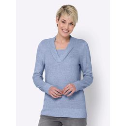 Classic Basics Damen 2-in-1-Pullover "Pullover", blau, Gr. 42, meliert, 100% Polyacryl, Pullover