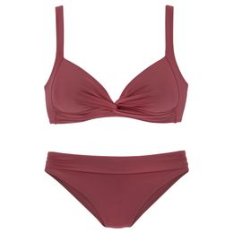 Lascana Damen Triangel-Bikini, rot, Gr. 42, unifarben, Polyamid, Bikini-Sets, in Bralette-Form