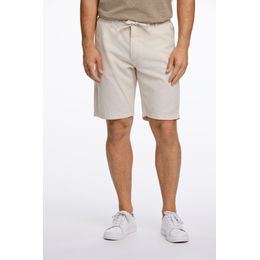 Chinoshorts LINDBERGH, Herren, Gr. L, N-Gr, beige (lt sand), Web, Obermaterial: 55% Leinen, 45% Baumwolle, relaxed fit knielang, Hosen Chinoshorts, Sommerhose mit Leinen