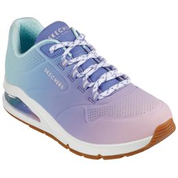 Sneaker Skechers "UNO 2 OMBRE AWAY", Damen, Gr. 36, blau (blau kombiniert), Lederimitat, mehrfarbig, Schuhe Modernsneaker Sneaker low, Freizeitschuh, Halbschuh, Schn&uuml;rschuh in leuchtender Farbkombi