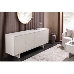 Riess Ambiente Design Sideboard SAVOY 180cm kaschmir wei&szlig; Marmor Keramik mit Stauraum und 3D-Front Riess-Ambiente Modern