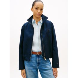Tommy Hilfiger Damen Bomberjacke "TH COTTON BOMBER", blau, Gr. XL, unifarben, Web, Obermaterial: 100% Baumwolle, Jacken, mit Rei&szlig;verschluss