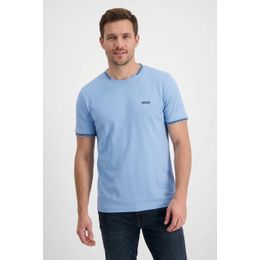 BOSS Green Herren T-Shirt "Taul Stretch-Baumwoll-Pique"open blau469, Gr. S, Single Jersey, Obermaterial: 92% Baumwolle, 8% Elasthan, Shirts, aus