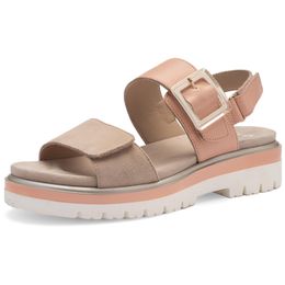 Ara Damen Keilsandalette "MALAGA", Gr. 36, beige, Glattleder, Veloursleder, Schuhe, Keilabsatz, Plateau, Riemchensandalette in bequemer Weite G (=