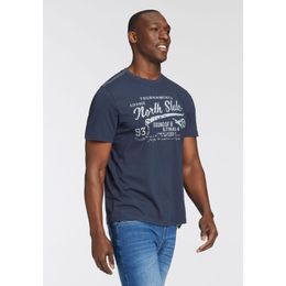 MAN'S WORLD MAN'S WORLD Herren T-Shirt, blau, Gr. L, bedruckt, Single Jersey, Obermaterial: 100% Baumwolle, Shirts, Kurzarm, bedruckt, Rundhalsausschnitt, aus