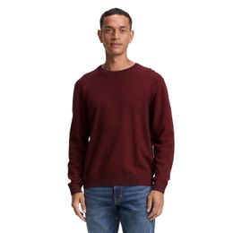 Tom Tailor Herren Strickpullover, blau, Gr. M, unifarben, Strick, Obermaterial: 100% Baumwolle, Pullover, mit B&uuml;ndchen