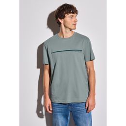 Street One MEN Herren T-Shirt, silber, Gr. M, bedruckt, Web, 100% Baumwolle, Shirts, aus reiner Baumwolle