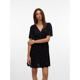 V&eacute;ro Moda VERO MODA Damen Minikleid "VMALBA SS SHORT DRESS WVN NOOS", schwarz, Gr. XL, bedruckt, Web, Obermaterial: 100% Viskose, Kleider, Viskose, slim fit