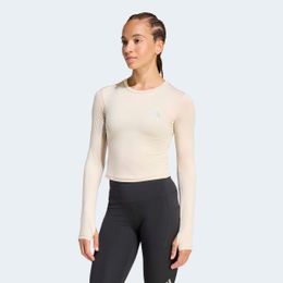 Laufshirt adidas Performance "RUN ESS LS W", Damen, Gr. XL, crystal linen, Obermaterial: 88% Polyester, 12% Elasthan, Rundhals, Shirts Laufshirt
