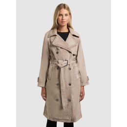 Trenchcoat Khujo "ENZA", Damen, Gr. XXL, latte braun, Web, 100% Baumwolle, regular fit knielang, Raglan&auml;rmel abgesteppte Kante verstellbar, M&auml;ntel