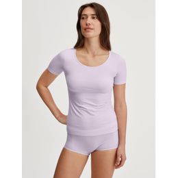 Calida Damen Unterziehshirt "Natural Comfort", Gr. XXS, lila, Single Jersey, Obermaterial: 92% Baumwolle, 8% Elasthan, Unterhemden, mit Rundhals und