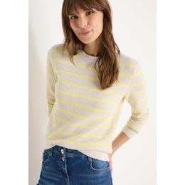 Cecil Damen Strickpullovericed gelb, Gr. XL, gestreift, Strick, Obermaterial: 100% Baumwolle, Pullover, im Streifen-Look