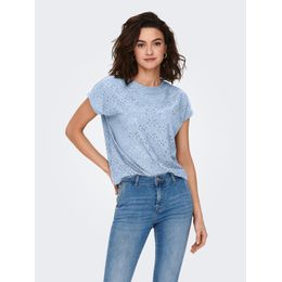 Kurzarmshirt Only "ONLSMILLA LIFE S/S TOP JRS NOOS", Damen, Gr. S, soft chambray, Jersey, Obermaterial: 94% Polyester, 6% Elasthan, unifarben, regular fit normal, Rundhals, Shirts, regular fit, modisch, Single Jersey, Materialmix, Rundhals