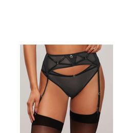 Strapsg&uuml;rtel Lascana, Damen, Gr. 40/42, schwarz, Netz, Obermaterial: 87% Polyamid, 13% Elasthan, Strumpfhalter, mit extravagantem B&auml;nderdetail, sexy Dessous