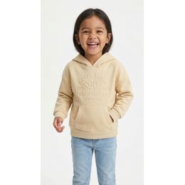 Hoodie Zwillingsherz "Happiness Vibes", M&auml;dchen, Gr. 110/116, beige, Sweatware, Obermaterial: 80% Polyester, 20% Baumwolle, Sweatshirts Hoodie, Mini-Me,mit Stickerei und positiver Botschaft