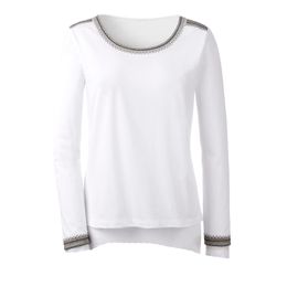 Rundhalsshirt Inspirationen "Shirt", Damen, Gr. 44, beige (ecru), 50% Baumwolle, 50% Modal, bedruckt, gemustert, mehrfarbig, metallic, unifarben, Rundhals, Shirts Rundhalsshirt