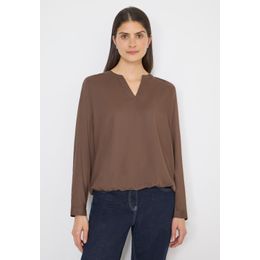 Cecil Damen Langarmbluseurban taupe, Gr. S, unifarben, Stoff, 100% Viskose, Blusen, in Blusen-Optik