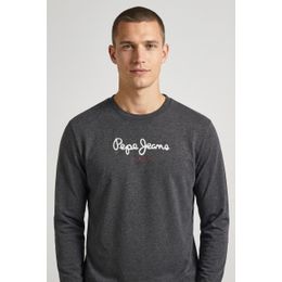Pepe Jeans Herren Langarmshirt "EGGO LONG N"schwarz marl grau, Gr. XXL, bedruckt, Jersey, Obermaterial: 100% Baumwolle, Shirts, aus reiner Baumwolle,
