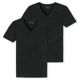 T-Shirt Schiesser "T-Shirt 2PACK T-shirt 2er Pack", Herren, Gr. 3XL, schwarz, Obermaterial: 95% Baumwolle CO. 5% Elasthan EL., Shirts T-Shirt