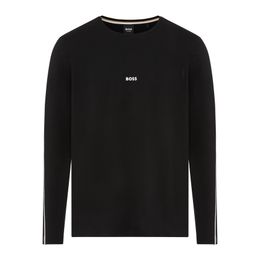 BOSS Herren Longsleeve "Unique", Gr. XXL, schwarz, Jersey, Obermaterial: 95% Baumwolle, 5% Elasthan, Shirts, bequemes Langarmshirt mit Kontrastnaht