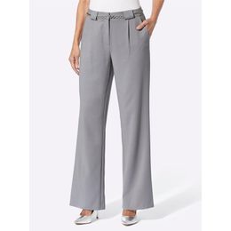 Palazzohose Lady, Damen, Gr. 42, Normalgr&ouml;&szlig;en, grau (steingrau), 63% Polyester, 33% Viskose, 4% Elasthan, unifarben, lang, Hosen Palazzohose