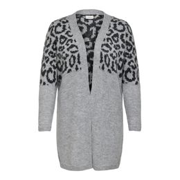Only CARMAKOMA Damen Strickjacke "CARJADE ANIMAL L/S CARDIGAN KNT NOOS", grau, Gr. M, gemustert, Strick, Obermaterial: 81% Polyacryl, 19% Polyester,