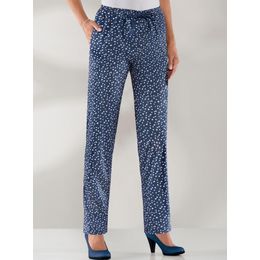 Classic Basics Damen Schlupfhose, blau, Gr. 20, gemustert, mehrfarbig, 100% Polyester, Hosen