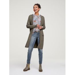 Longstrickjacke Heine, Damen, Gr. 36/38, gr&uuml;n (oliv), 52% Viskose, 26% Polyester, 22% Polyamid, unifarben, Strickjacken Longstrickjacke