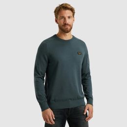 PME-Legend PME LEGEND Herren Rundhalspullover, blau, Gr. XL, unifarben, Strick, Obermaterial: 100% Baumwolle, Pullover, mit Logo Stickerei