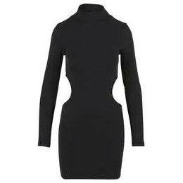 Shirtkleid Urban Classics "Urban Classics Ladies Cut Out Mini Dress", Damen, Gr. L, US-Gr&ouml;&szlig;en, schwarz, 60% Baumwolle, 40% Polyester, unifarben, skinny fit, Rundhals, Kleider Shirtkleid