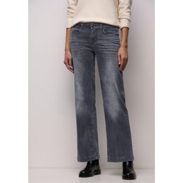 Street One Damen Loose-fit-Jeanssteel grau washed, Gr. 34, unifarben, Jeans, 84% Baumwolle, 13% Polyester, 3% Elasthan, Jeans, aus Baumwolle mit