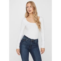 V&eacute;ro Moda Langarmshirt VERO MODA "VMMAXI", Damen, Gr. M, wei&szlig; (hellwei&szlig;), Jersey, Obermaterial: 95% Baumwolle, 5% Elasthan, Basic, sehr figurbetont h&uuml;ftlang, Rundhals, Shirts Langarmshirt, aus Bio-Baumwolle
