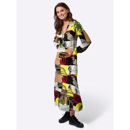Inspirationen Damen A-Linien-Kleid "Druck-Kleid"schwarz, camel, bedruckt, Gr. 36, gemustert, mehrfarbig, 100% Viskose, Kleider