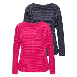 Vivance Damen Langarmshirt "aus sommerlicher Strickqualit&auml;t", pink, Gr. 32, gemustert, Feinstrick, Obermaterial: 68% Viskose (LENZING ECOVERO ), 30%