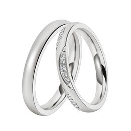 Trauring DOOSTI "Schmuck Geschenk Edelstahl Trauring Ehering Partnerring LIEBE" Gr. 58, silber (edelstahlfarben), Fingerringe, Damen, 58, ohne Zirkonia, Edelstahl, 3mm, Trauring, wahlweise mit oder ohne Zirkonia