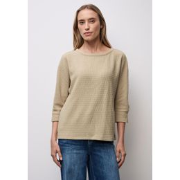 3/4-Arm-Shirt Street One, Damen, Gr. 46, beige (sanded beige), Stoff, 52% Polyester, 27% Viskose, 20% metallisierte Fasern, 1% Elasthan, gl&auml;nzend, regular fit normal, U-Boot-Ausschnitt, abgesteppt, Shirts 3/4-Arm-Shirt, aus softem Materialmix
