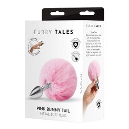 Fluffy Bunny Tail - Metal Butt Plug, 12 cm