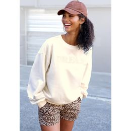 Buffalo Damen Sweater, Gr. 48, wei&szlig;, Sweatware, Obermaterial: 60% Baumwolle, 40% Polyester, unifarben, Sweatshirts, mit aufwendiger Stickerei