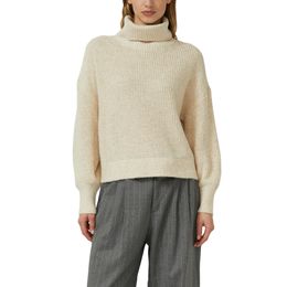 s.Oliver Damen Strickpullover, beige, Gr. 44, meliert, unifarben, Strick, Obermaterial: 59% Baumwolle, 37% Polyacryl, 4% Wolle, Pullover, Oversize,