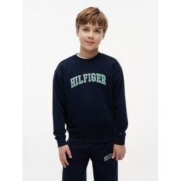 Sweatshirt Tommy Hilfiger "HILFIGER VARSITY SWEATSHIRT", Jungen, Gr. 14 (164), schwarz night navy, Sweatware, Obermaterial: 80% Baumwolle, 20% Polyester, unifarben, regular fit h&uuml;ftlang, Rundhals, Rippb&uuml;ndchen, Sweatshirts Sweatshirt, f&uuml;r Kinder bis 16 Jahre, Rundhals