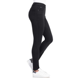 WONDERJEANS Damen High-waist-Jeans "Skinny", schwarz, Gr. 42, Denim/Jeans, Obermaterial: 65% Baumwolle, 30% Polyester, 5% Elasthan, Jeans, in